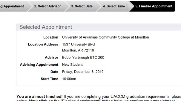 UACCM | Advising Appointment Instructions